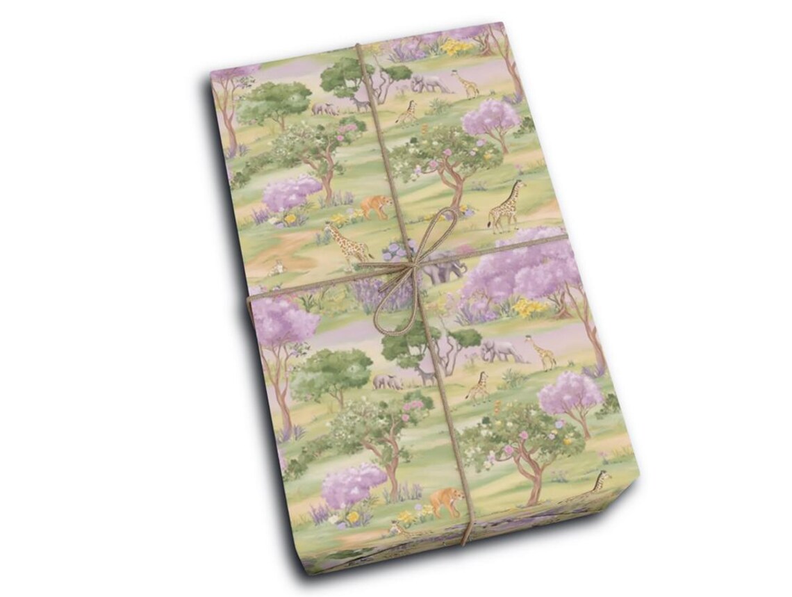 Toile Safari Theme, Seamless Design Wrapping Paper, Baby Gifts, Baptism ...