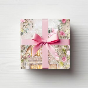 Cottage Houses Design Wrapping Paper, Valentine's Day, Birthdays ...
