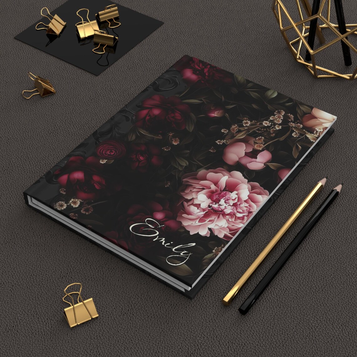 Moody Romantic Journal- Personalized, Vintage Gothic Rose Journal ...