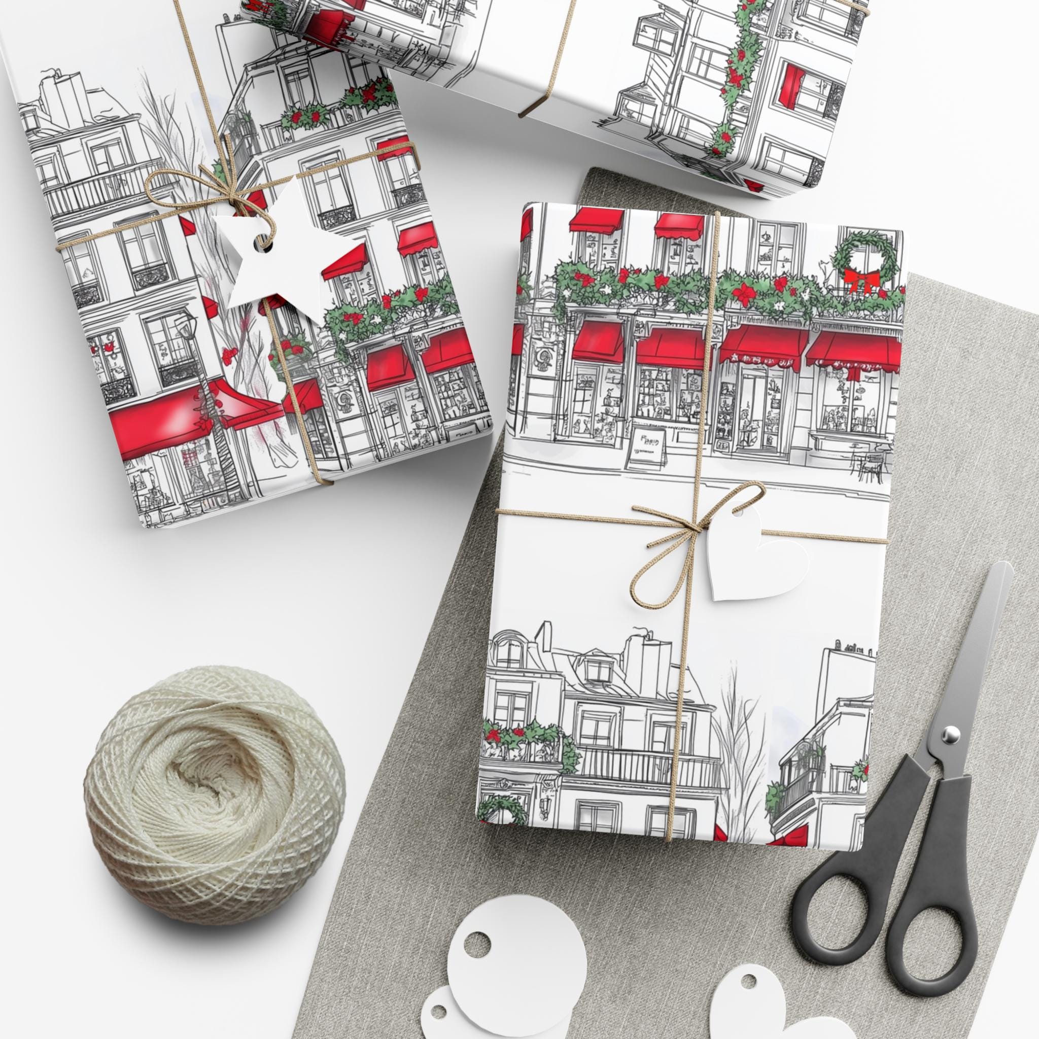 Christmas Wrapping Paper Paris Shops Christmas Facade Wrapping Paper ...