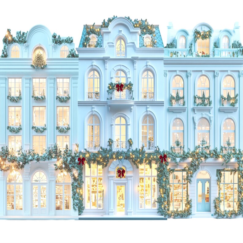 Paris Christmas Time Shops and Apartments Wrapping Paper, Chic ...