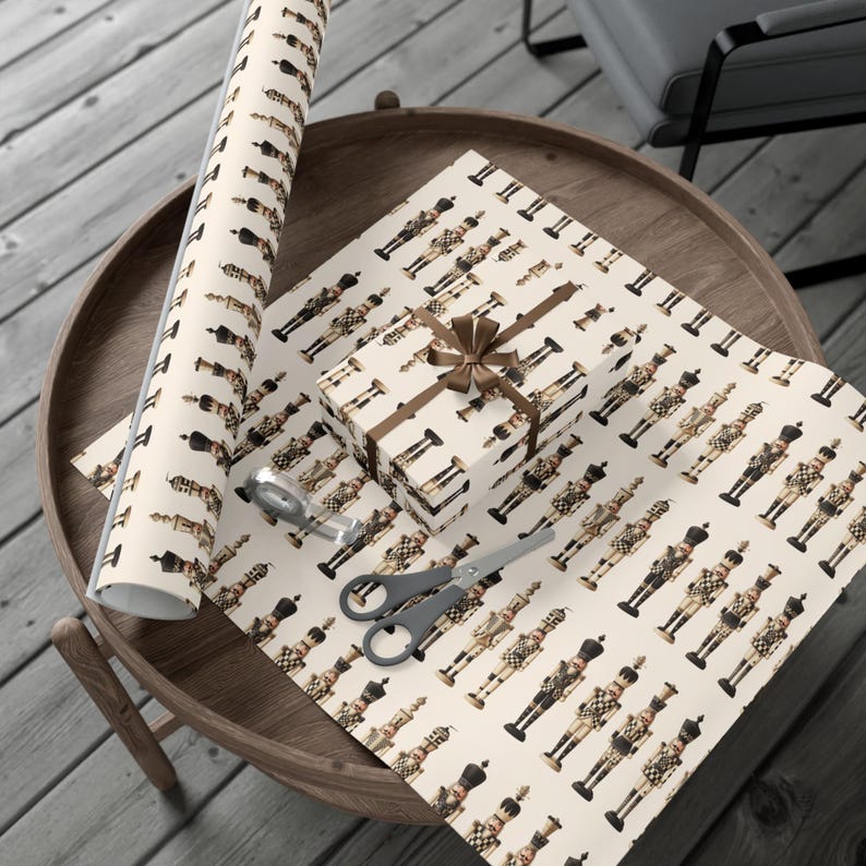 Nutcracker Christmas Wrapping Paper Festive Holiday Gift Wrap Elegant ...