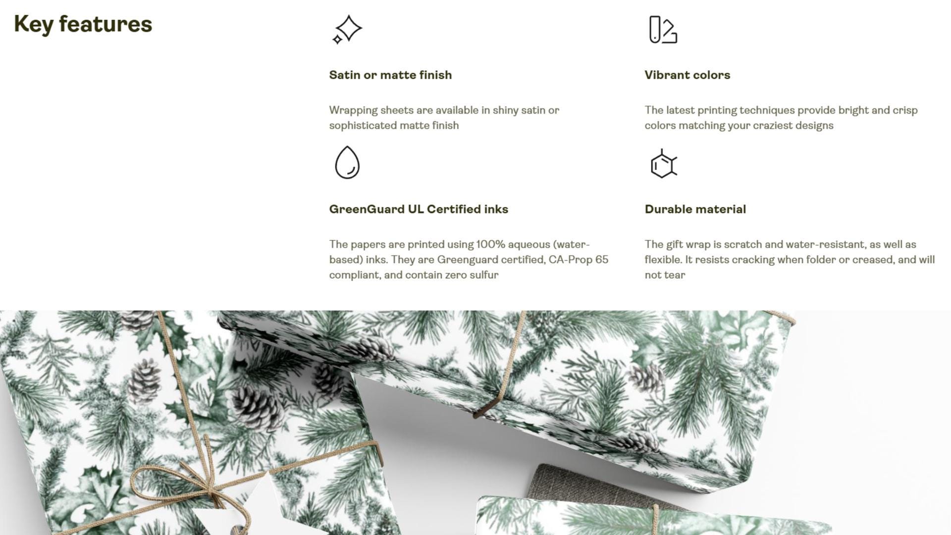 Christmas Botanical Wrapping Paper, Cottagecore Pine Cone Branches ...
