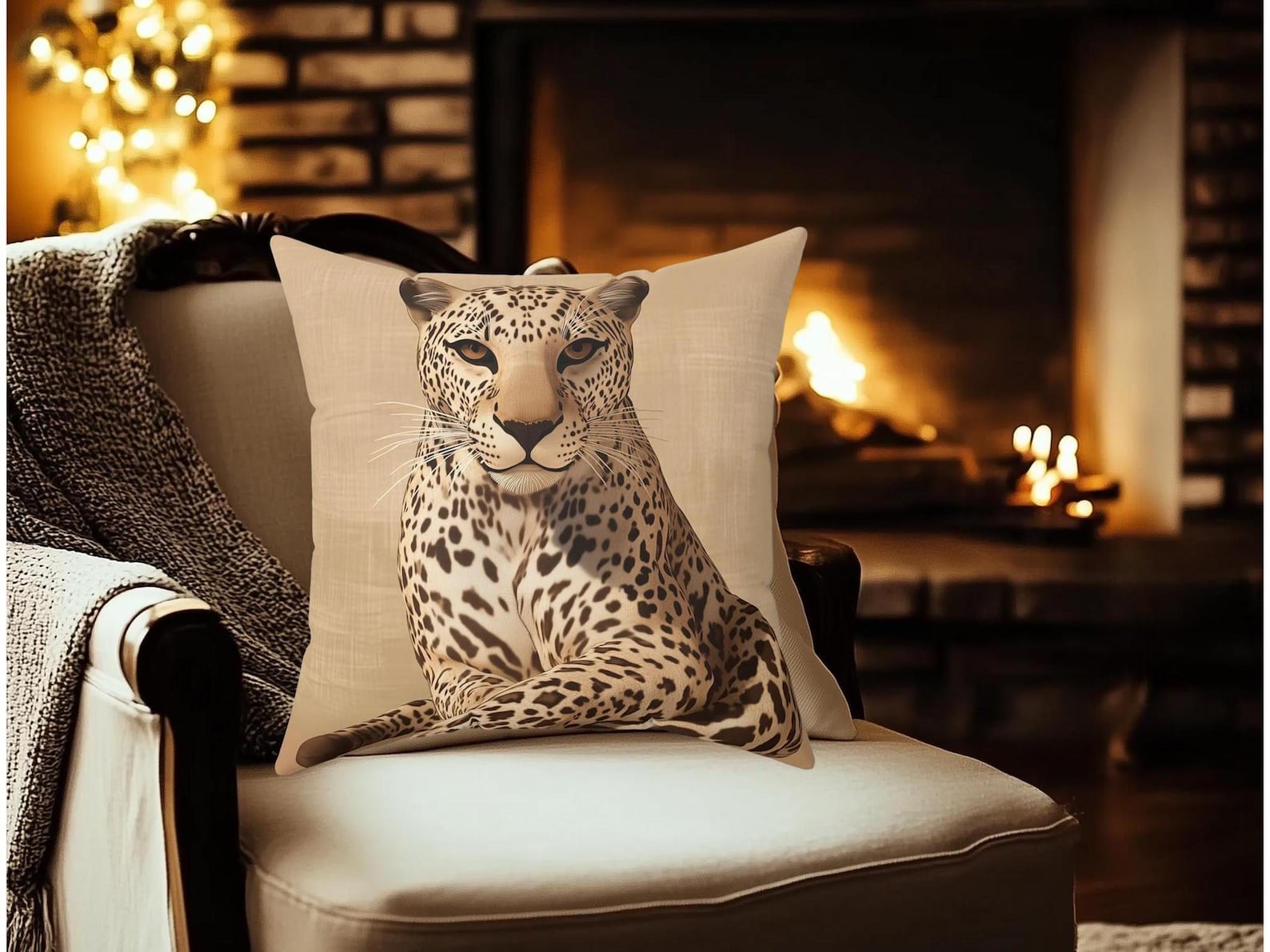 Leopard Square Pillow, Safari Bedroom Decor, Faux Suede Throw, Jungle ...