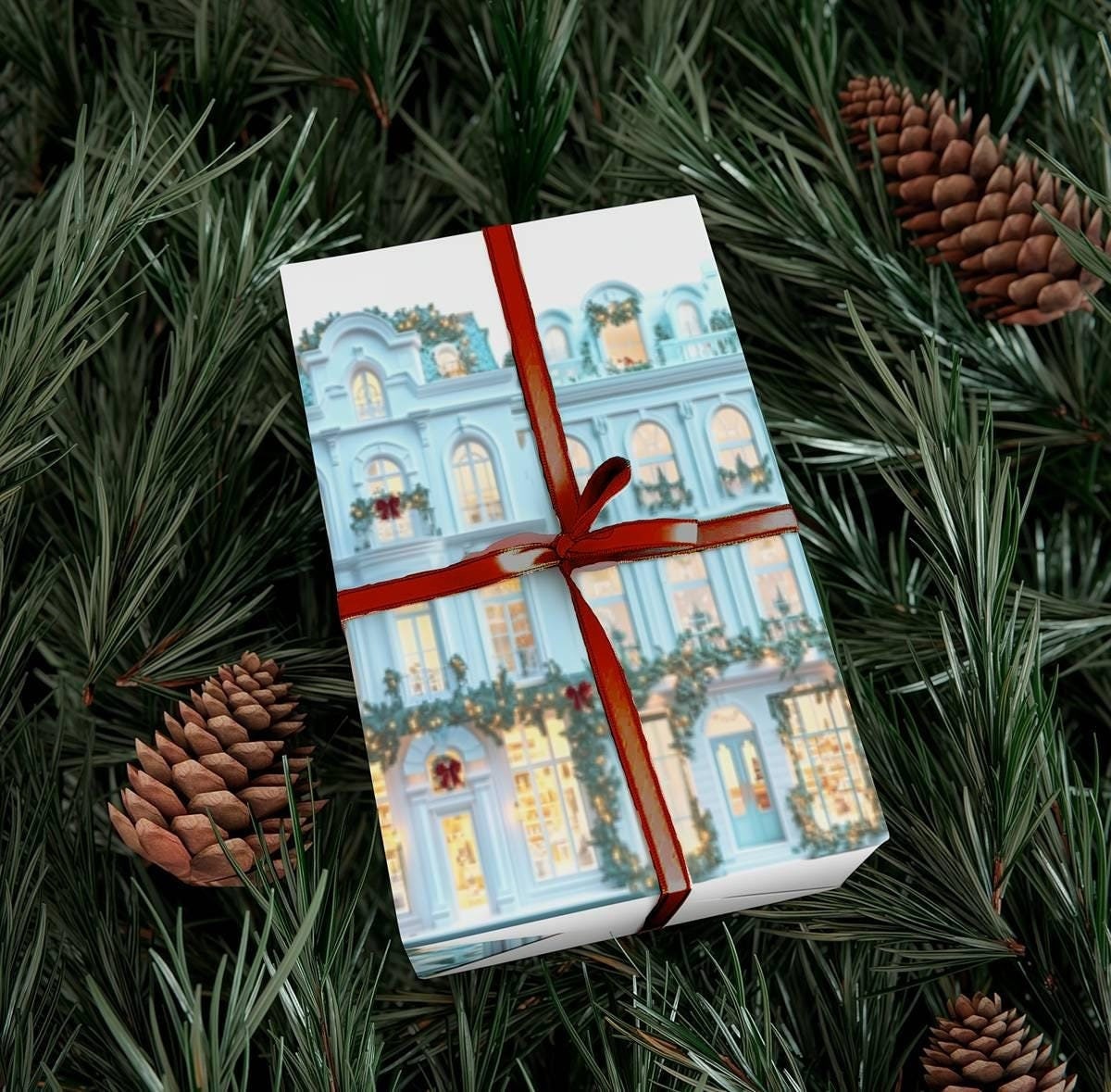 Paris Christmas Time Shops and Apartments Wrapping Paper, Chic ...