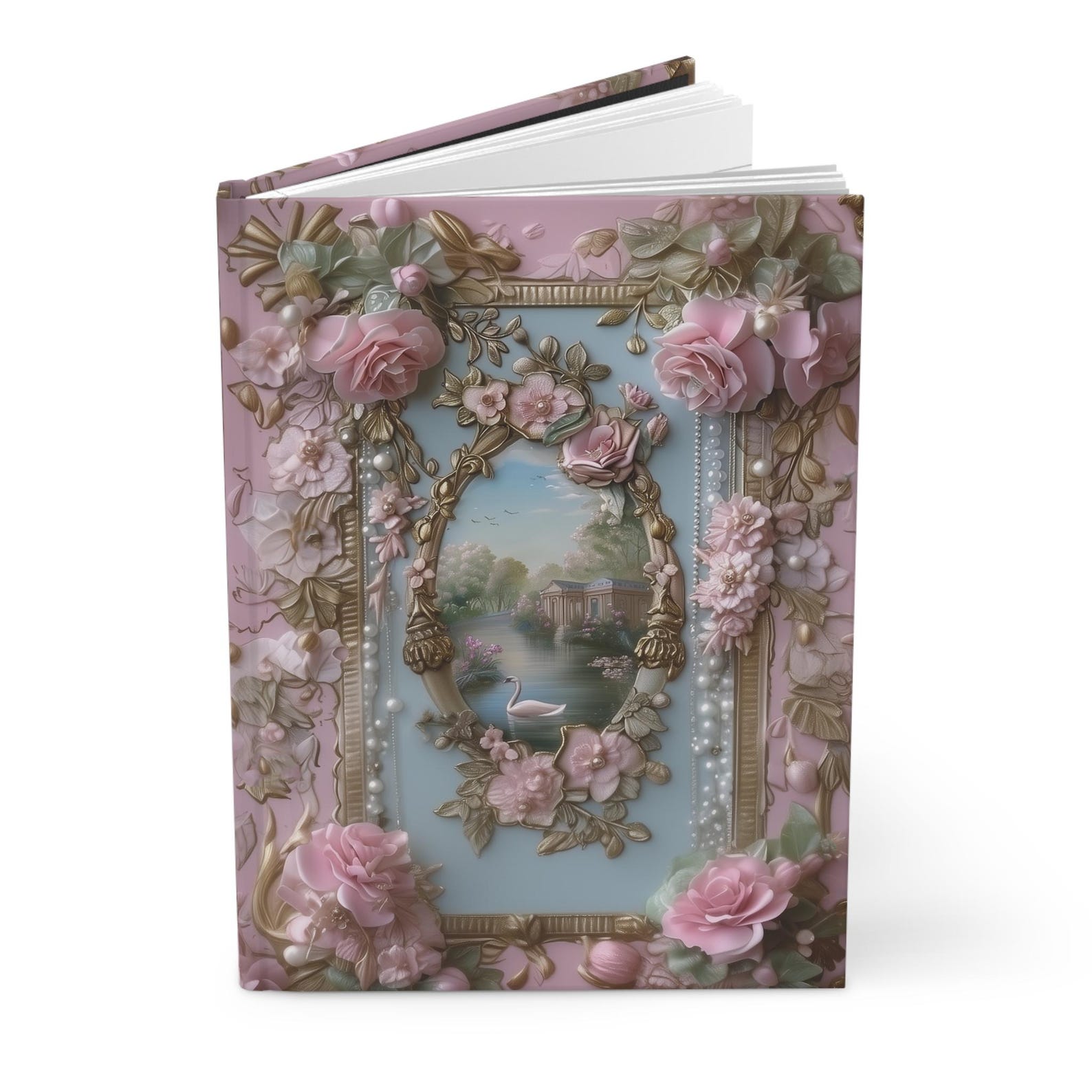 Rococo Floral Swan Journal Hardcover, Baroque Style, Elegant, Writer ...
