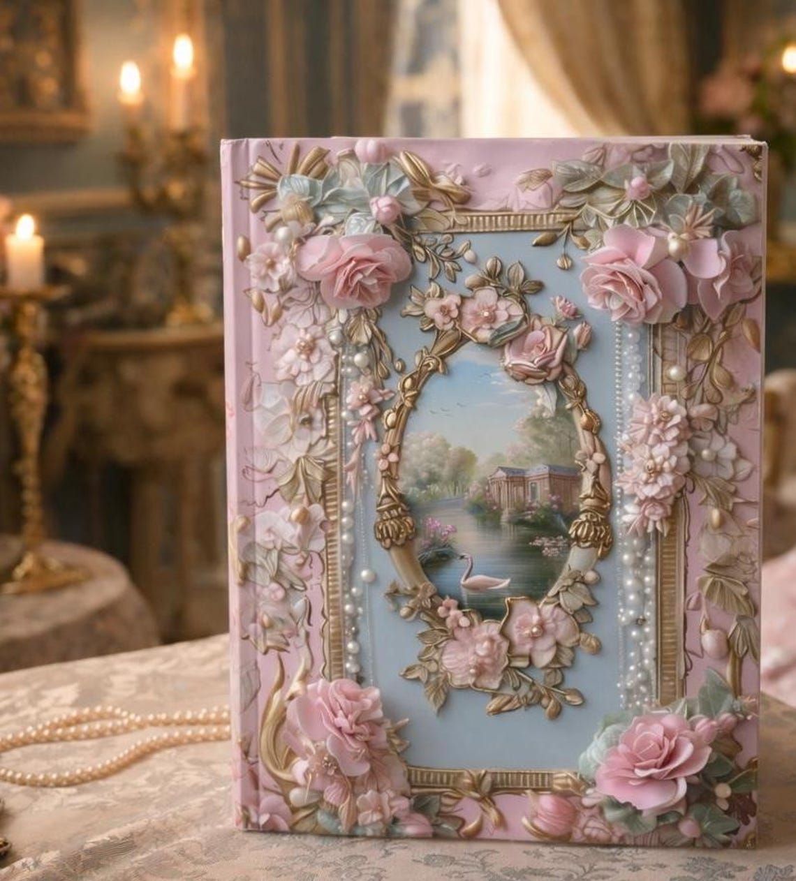 Rococo Floral Swan Journal Hardcover, Baroque Style, Elegant, Writer ...