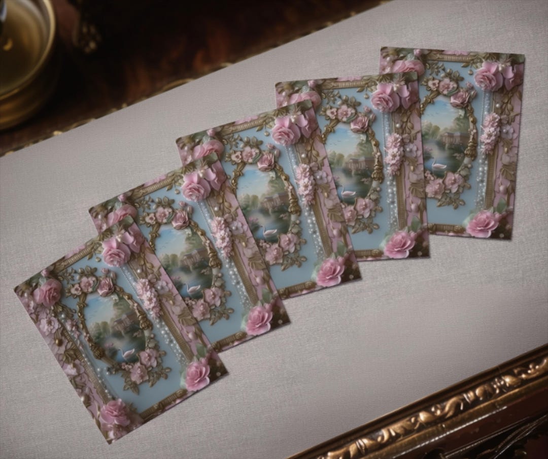 Rococo Swan Baroque Greeting Cards 5-pack With White Envelopes, Pen Pal ...