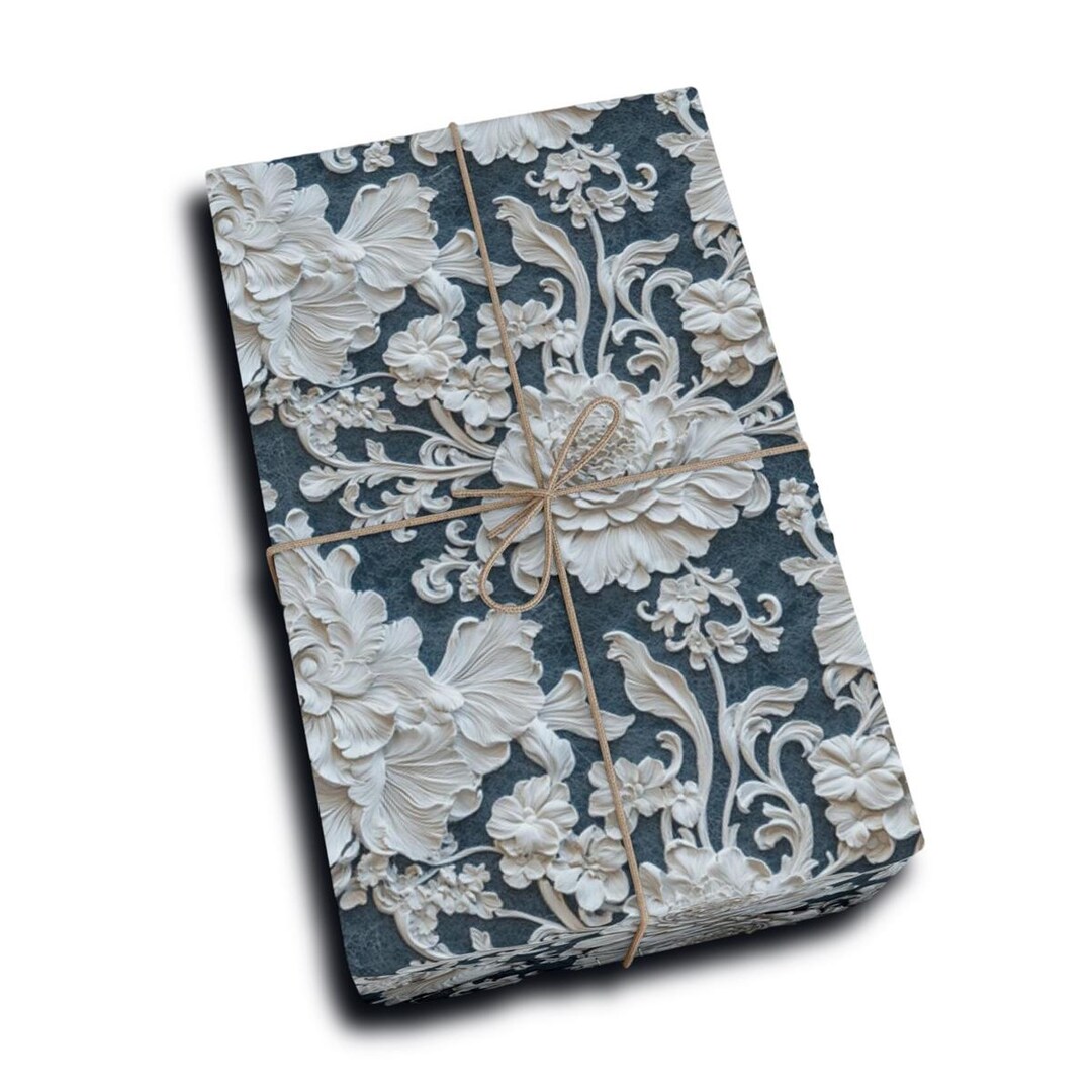 Baroque Rose Scroll Wrapping Paper, Birthdays, Celebrations, Christmas ...