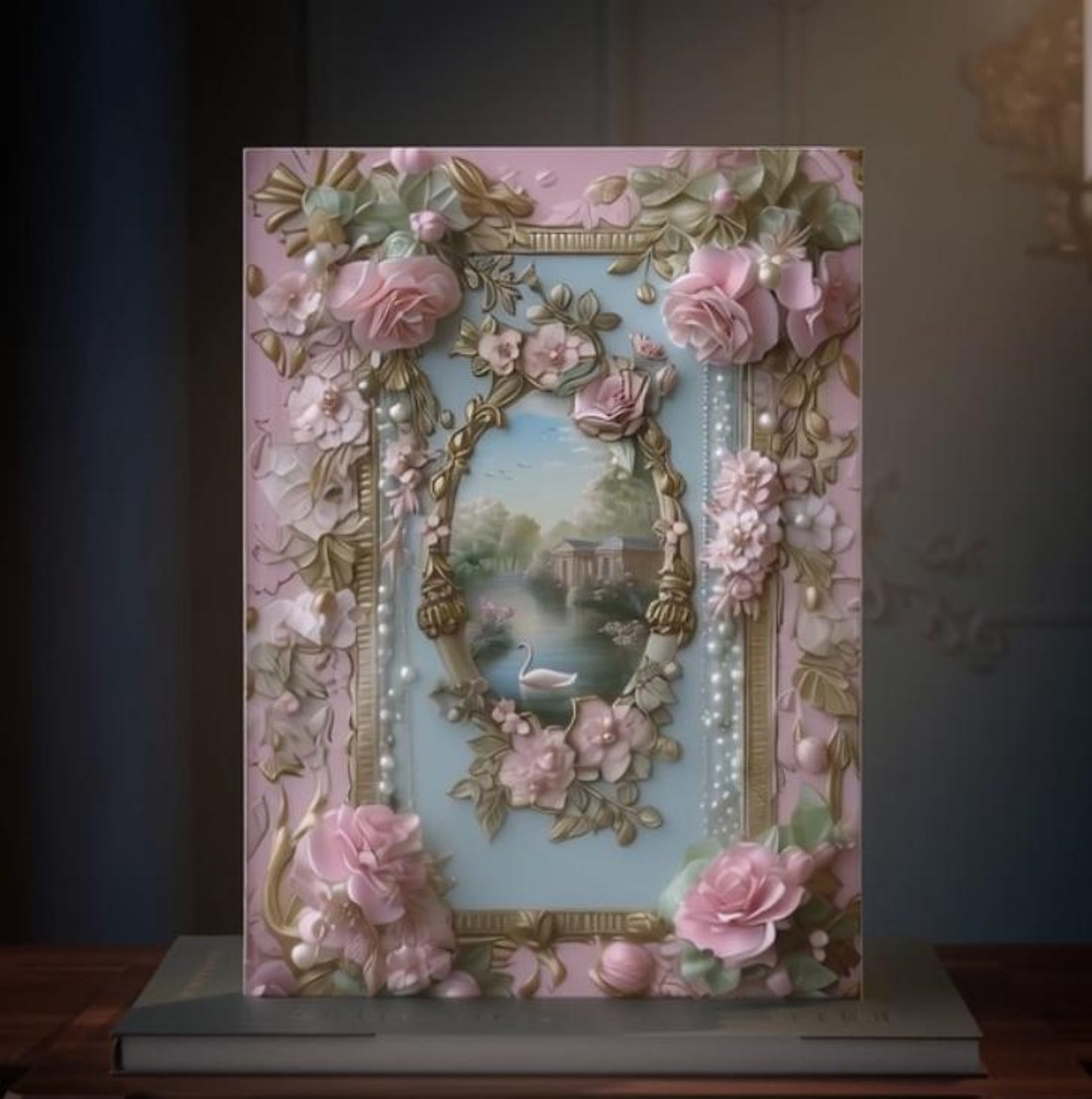 Rococo Floral Swan Journal Hardcover, Baroque Style, Elegant, Writer ...