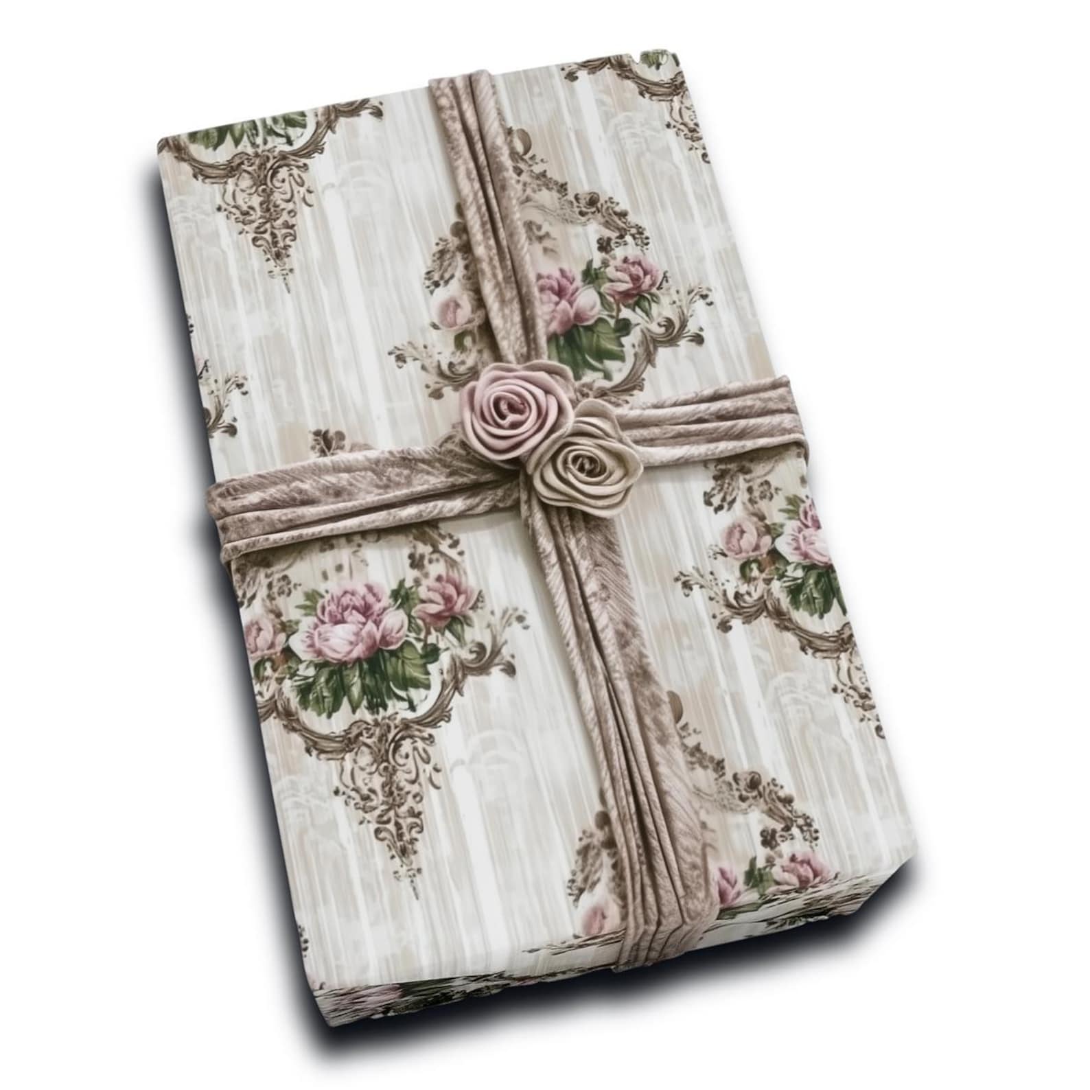 Vintage Floral Gift Wrap Paper Roll, Elegant Wrapping Paper, Shabby ...
