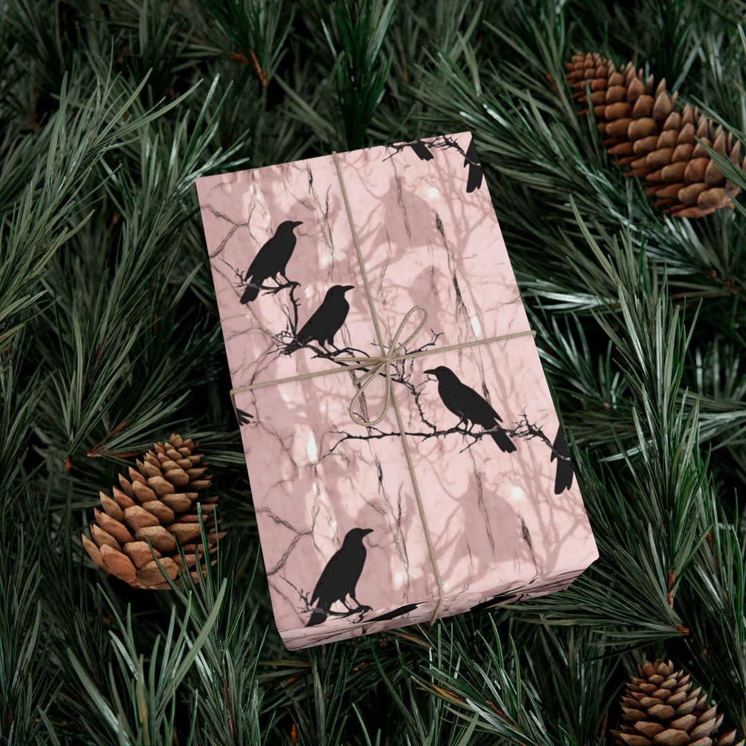 Woodland Ravens Wrapping Paper, Dark Gothic Design, Birthdays, Father's ...