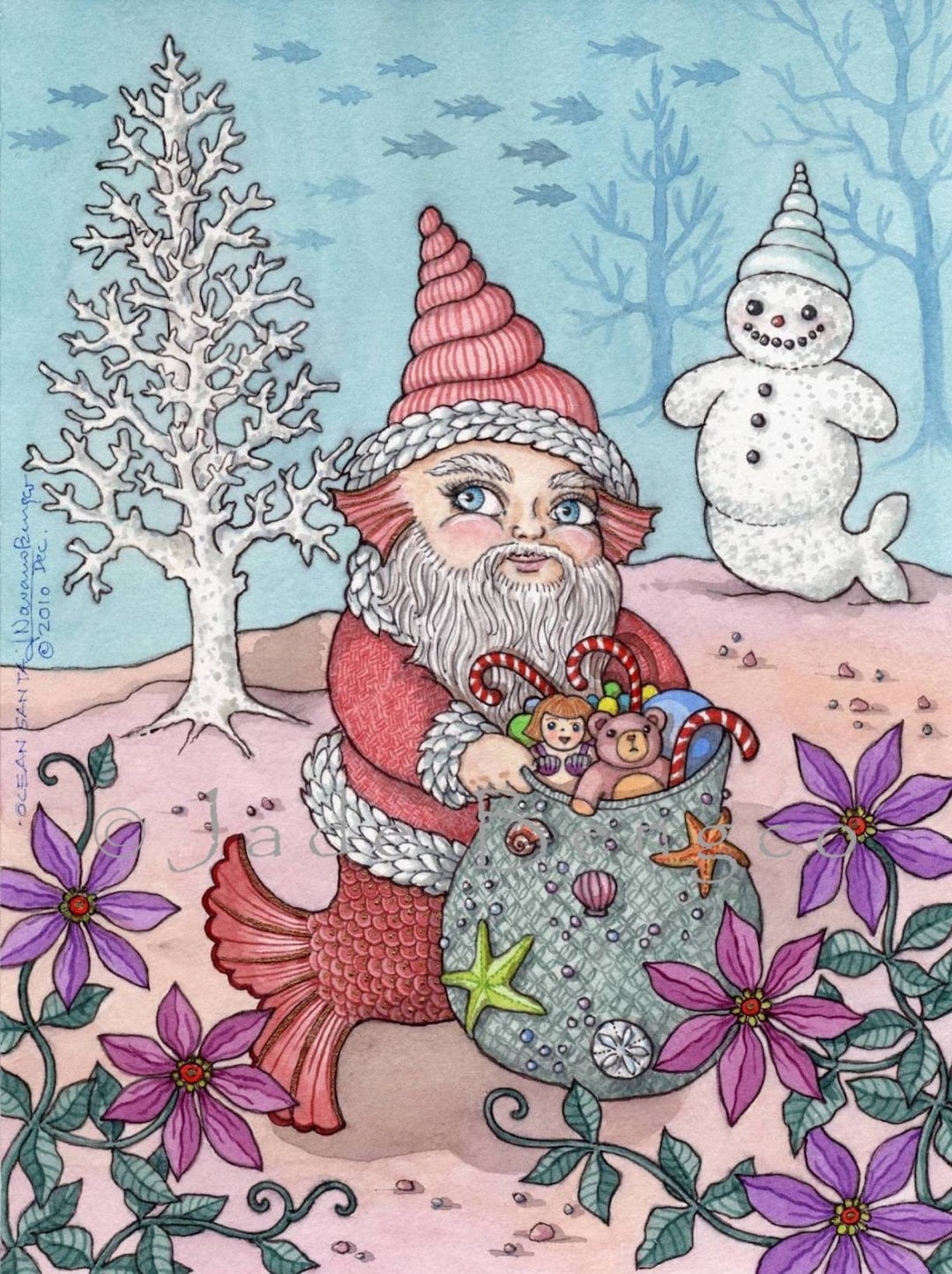 OCEAN SANTA Merman Limited Edition Art Print From an Original Fantasy ...