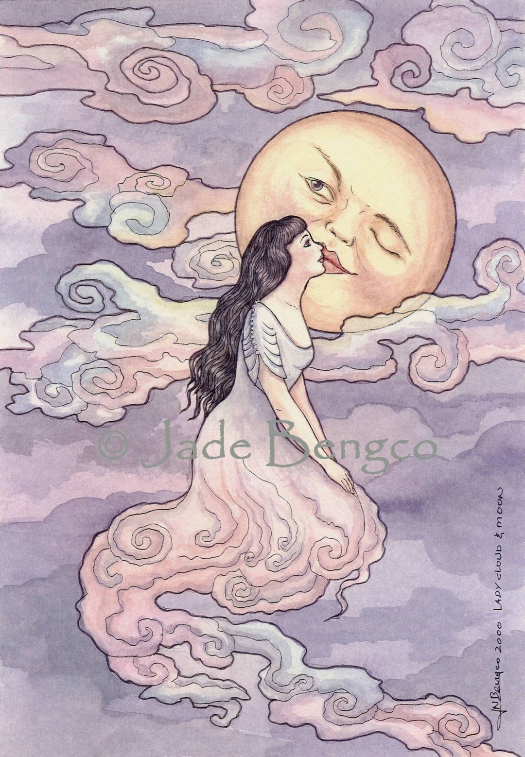 LADY CLOUD and MOON Limited Edition Art Print Cloud Spirit, Man-in-the ...