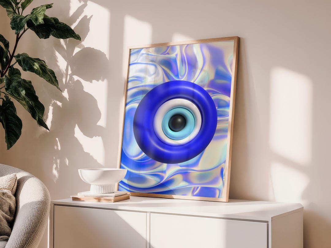 3D Evil Eye Digital Art | Modern Spiritual Home Decor | Protection ...