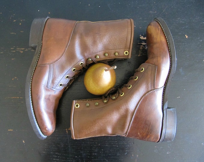 1980s Vintage Brown Leather Roper Boots - Etsy