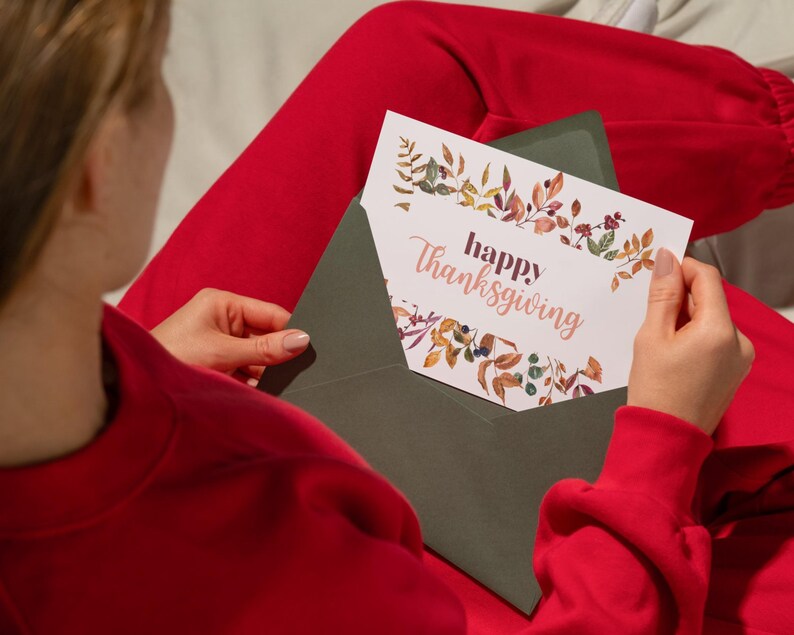 Printable Thanksgiving Card Foldable Autumn Fall Vibes Flowers and ...