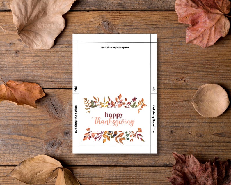 Printable Thanksgiving Card Foldable Autumn Fall Vibes Flowers and ...