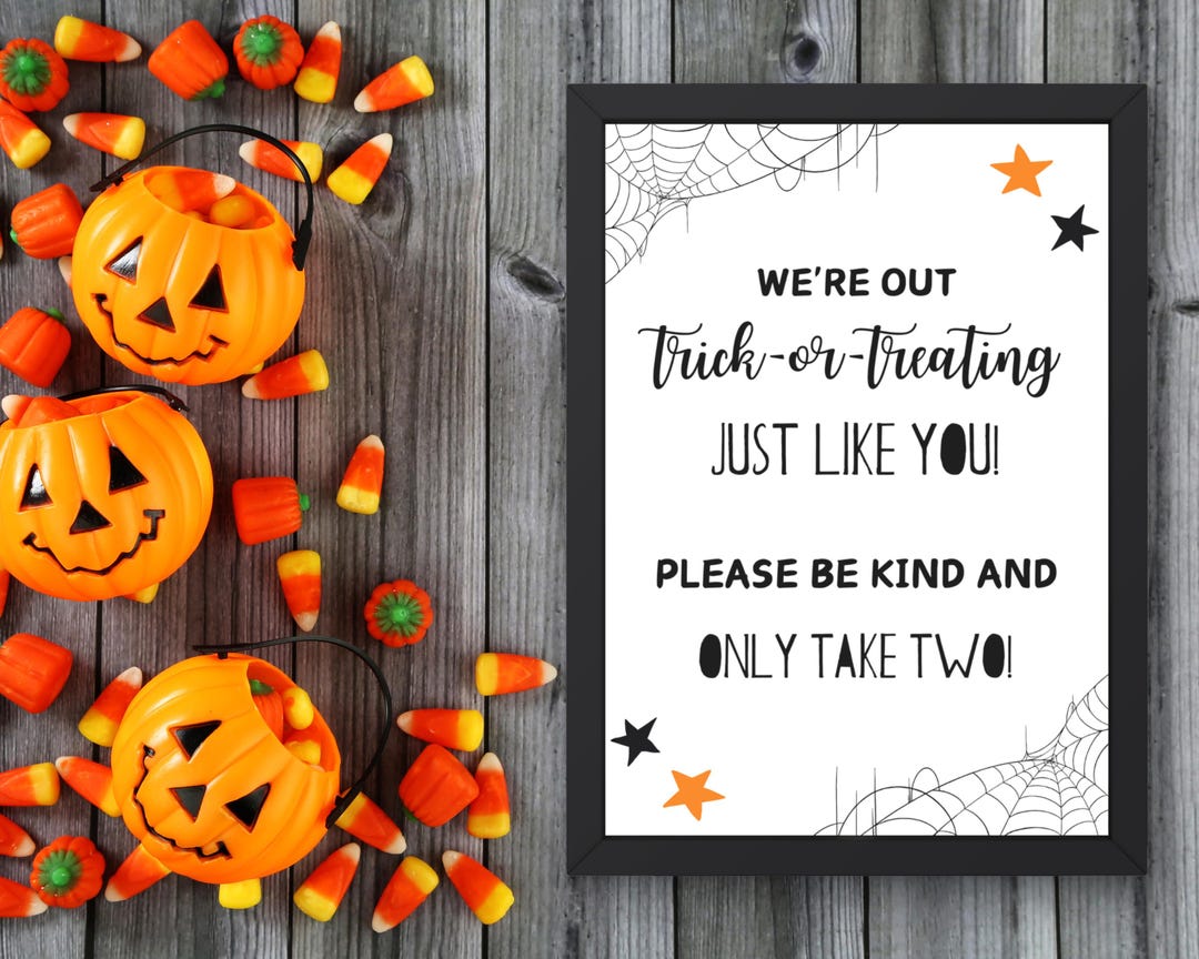 Printable Trick or Treating Halloween Candy Sign Direct Digital ...