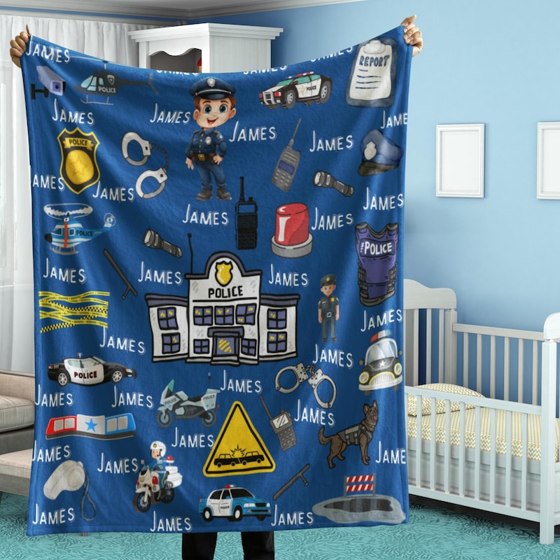 Custom Boy Blanket Police - Etsy