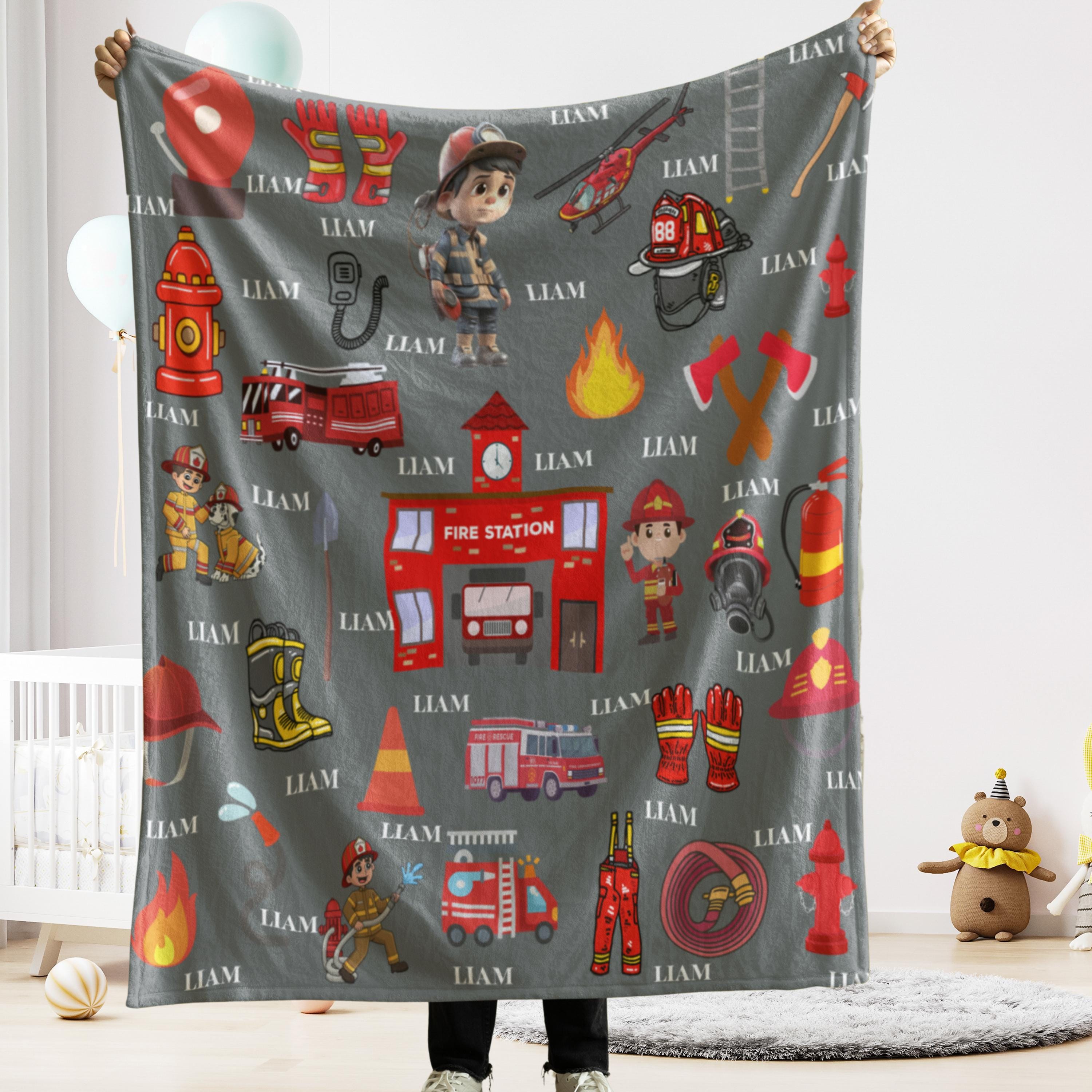 Personalized Kids Fire Department Blanket, Personalized Fire Blanket ...