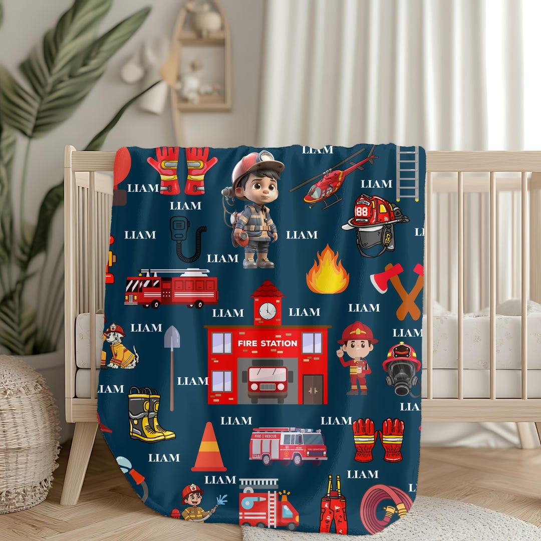 Personalized Kids Fire Department Blanket, Personalized Fire Blanket ...