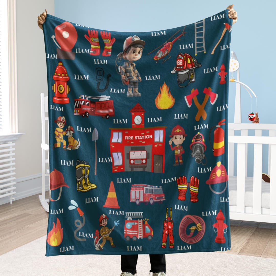 Personalized Kids Fire Department Blanket, Personalized Fire Blanket ...