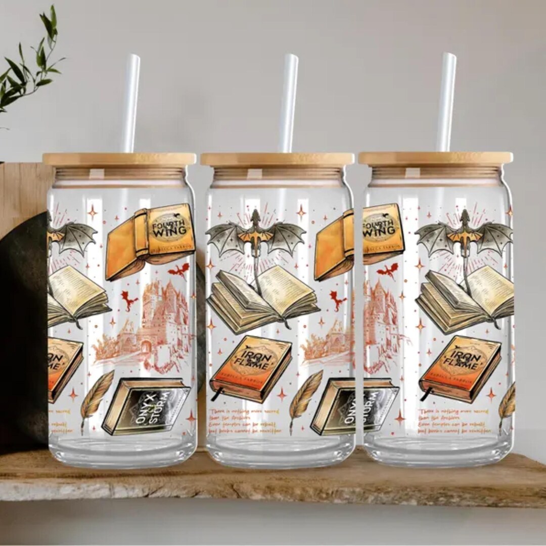 Fourth Wing Cup, Onyx Storm Iced Coffee Cup, Bookish Iced Coffee Glass ...