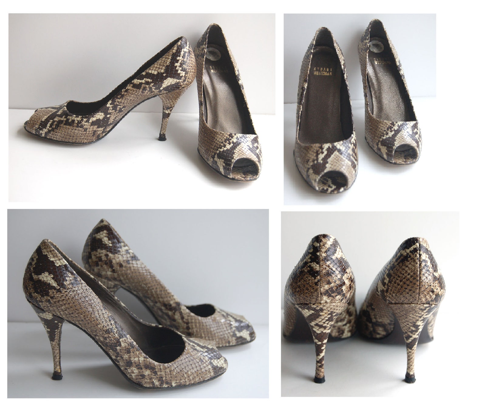 VTG Python Snakeskin Peekaboo Toe Pumps | Etsy