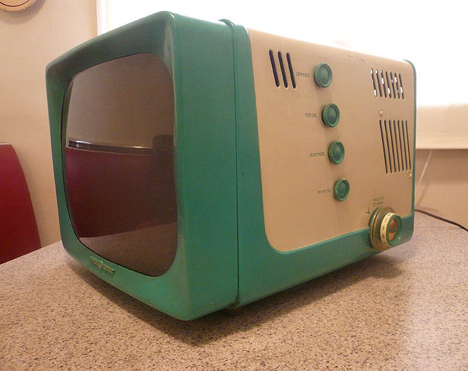 1958 Two-tone Turquoise General Electric Black and White TV Television ...