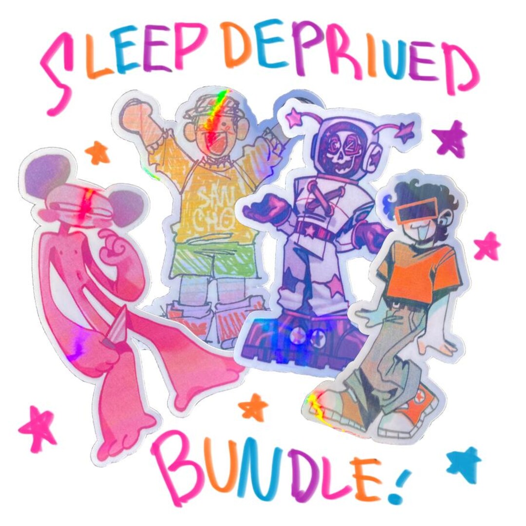 4 Sleep Deprived Crew Stickers Bundle - Etsy