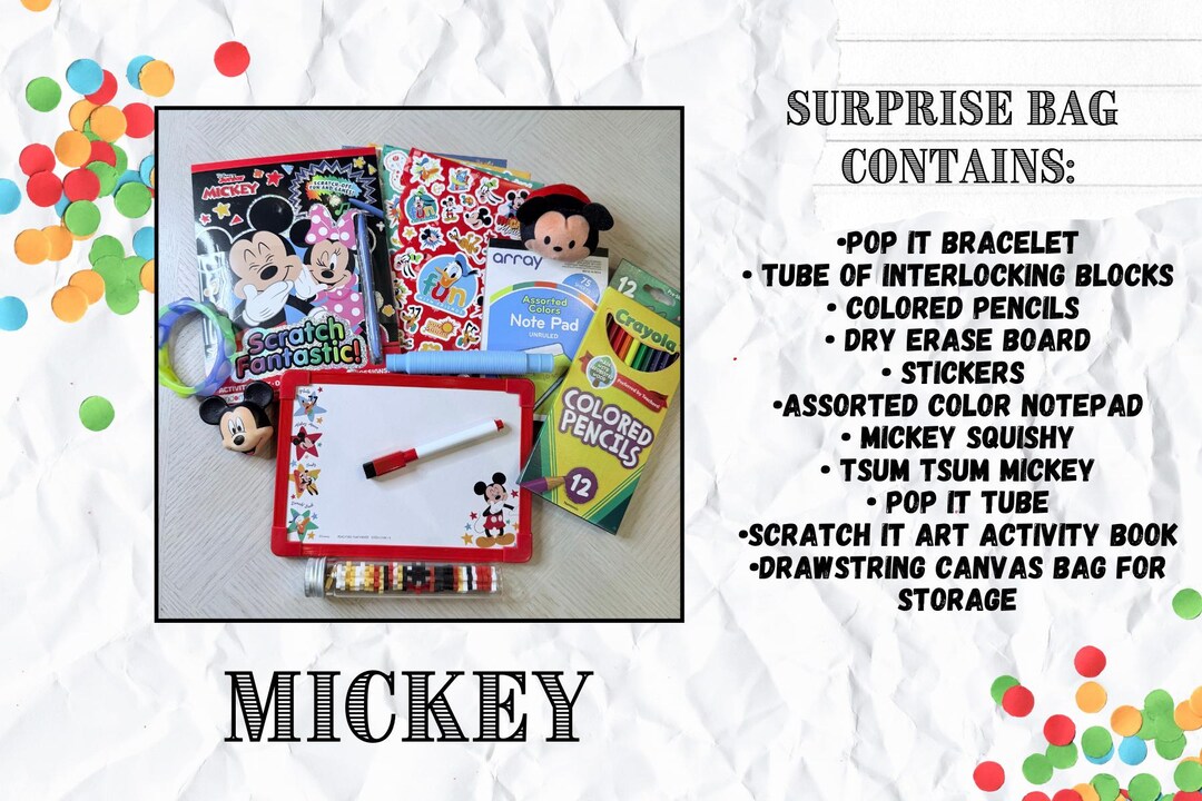 Mickey Surprise Bag, Boredom Buster, Busy Bag, Sensory, Fidget Toys ...