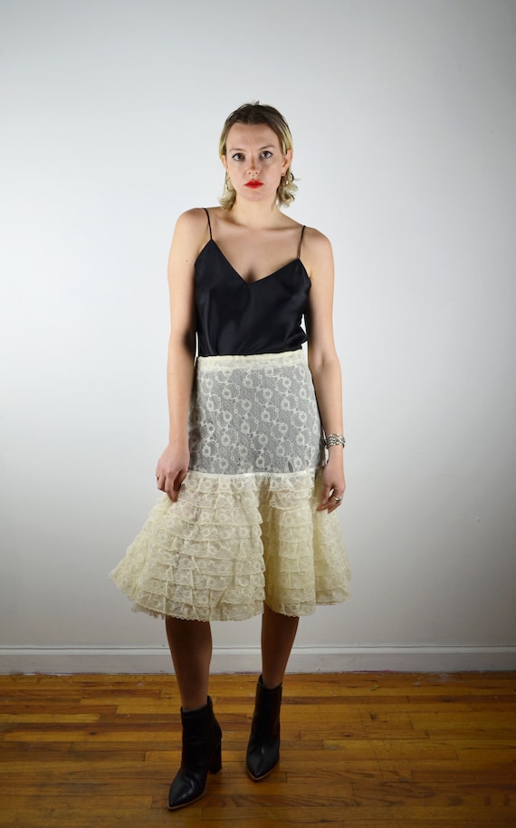 Vintage 50s Crinoline Petticoat White Skirt Slip / 19… - Gem