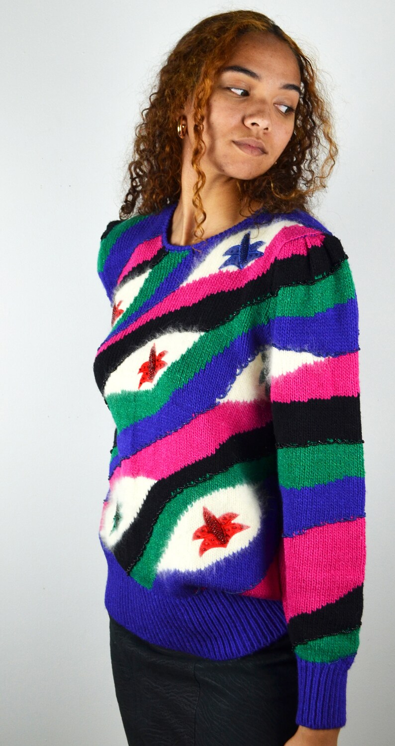 Vintage 80s Sweater / 1980s Sweater / Vintage Beaded Sweater / - Etsy