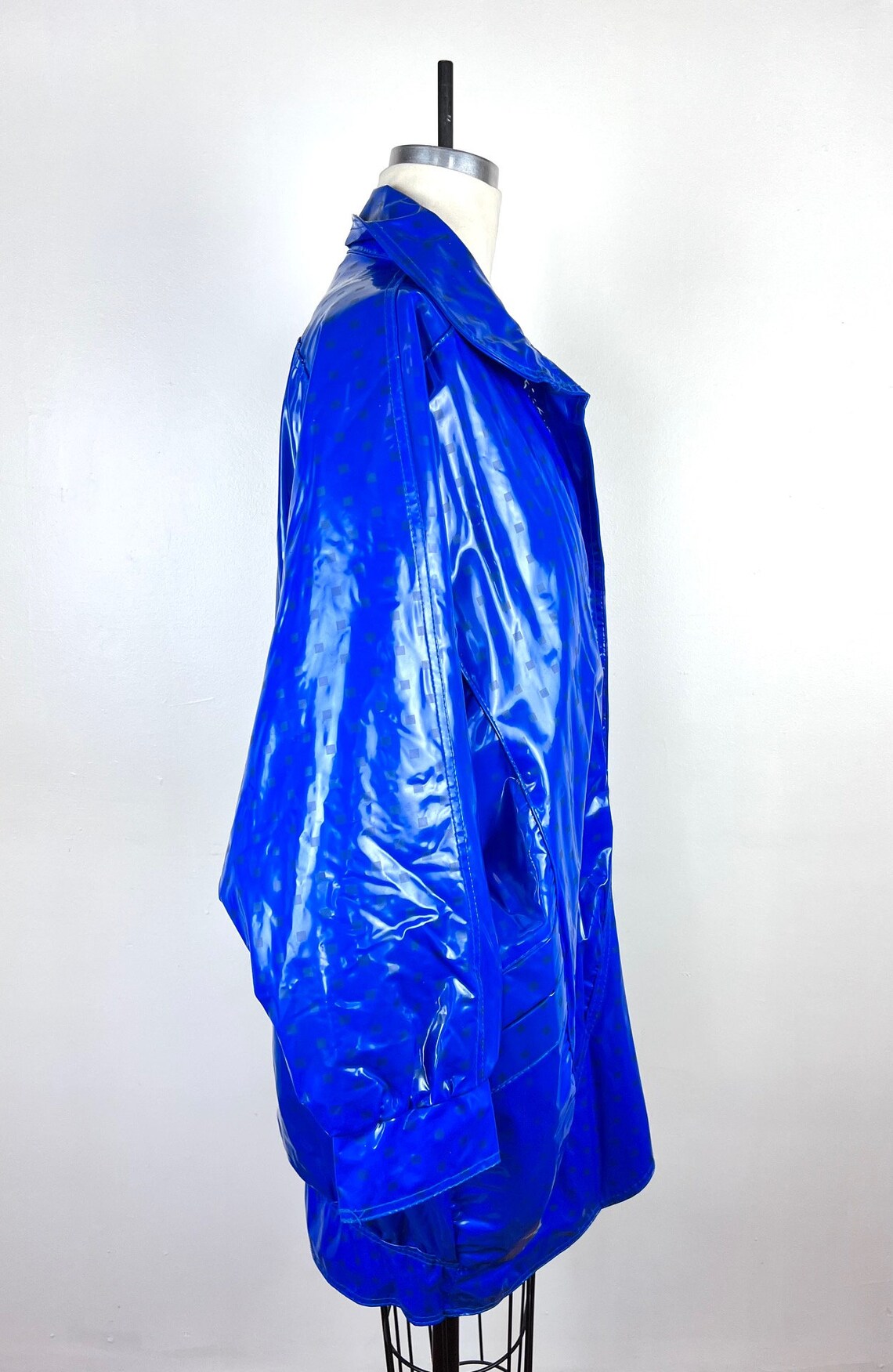 Vintage 80s Raincoat / Padded Puffer Blue Vinyl Rain Jacket / - Etsy