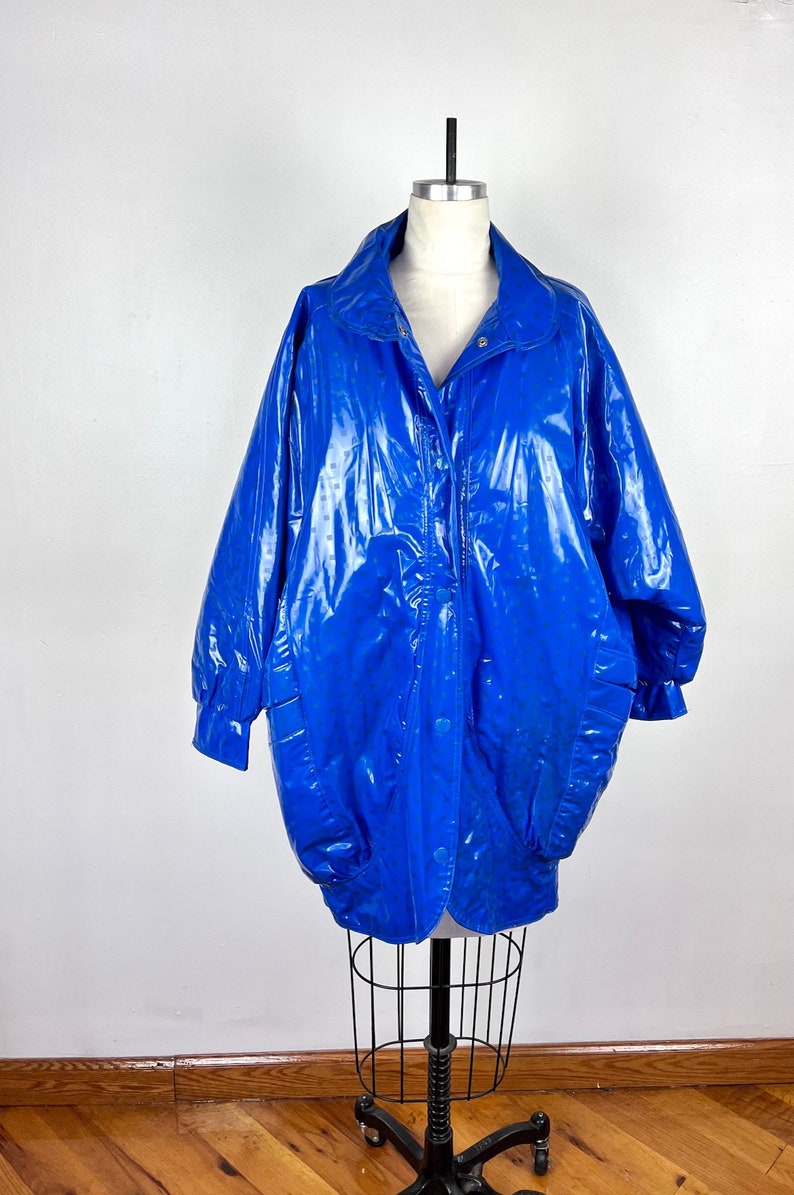 Vintage 80s Raincoat / Padded Puffer Blue Vinyl Rain Jacket / - Etsy