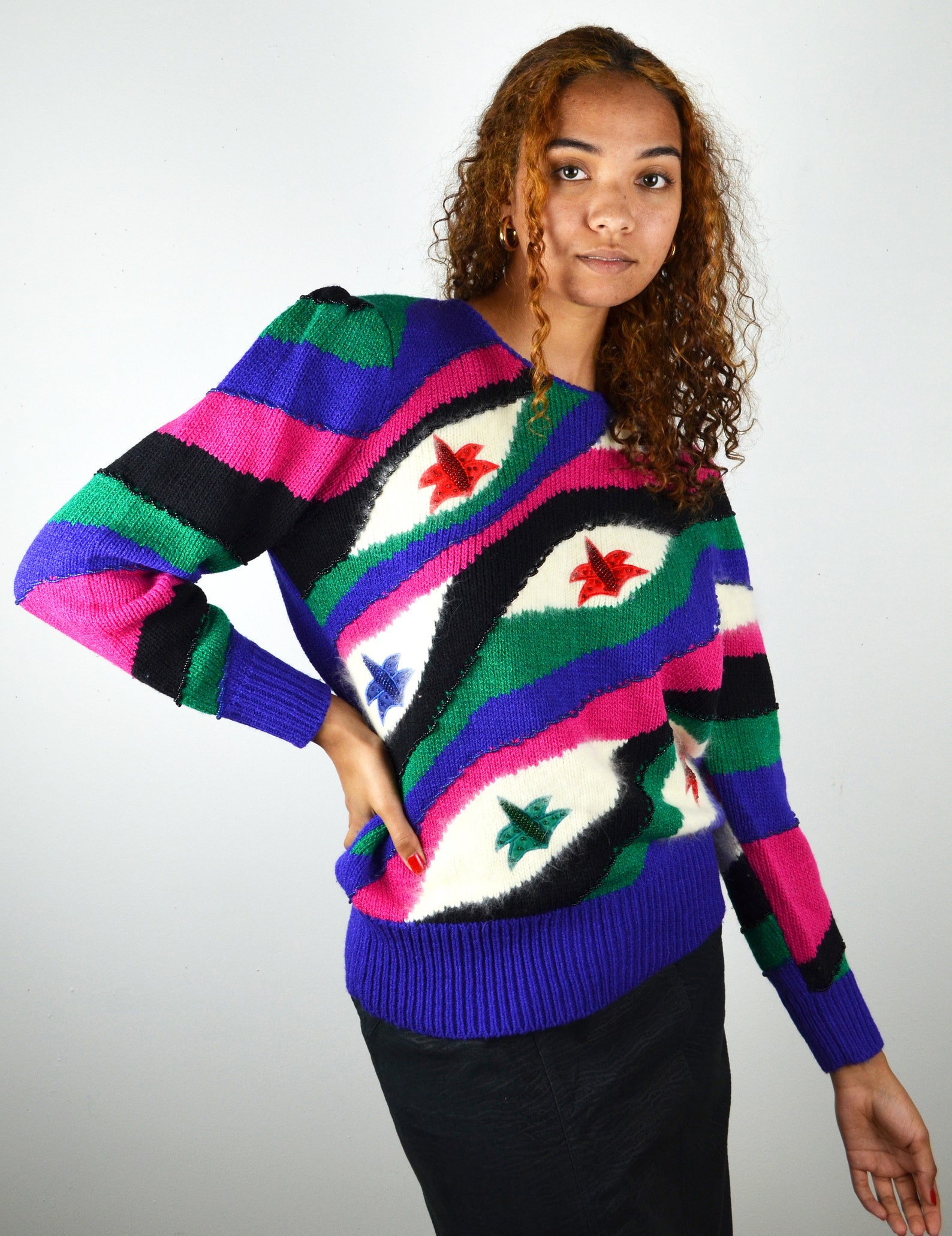 Vintage 80s Sweater / 1980s Sweater / Vintage Beaded Sweater / | Etsy