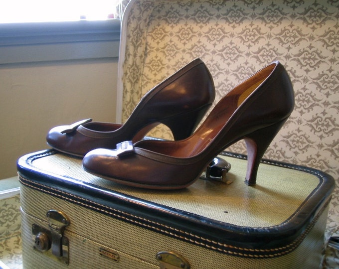 Vintage Rare Late 50s Early 60s Custom High MAD MEN Heels Brown Leather ...