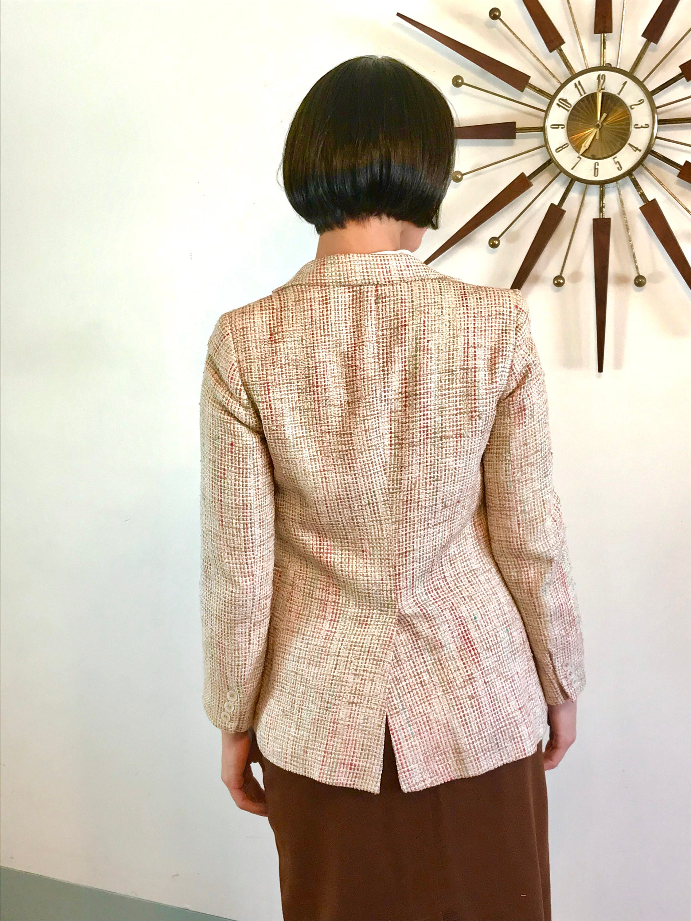 Silk Boucle blazer, 70s Womens jacket, Vintage Bloomingdales, Raw Silk ...