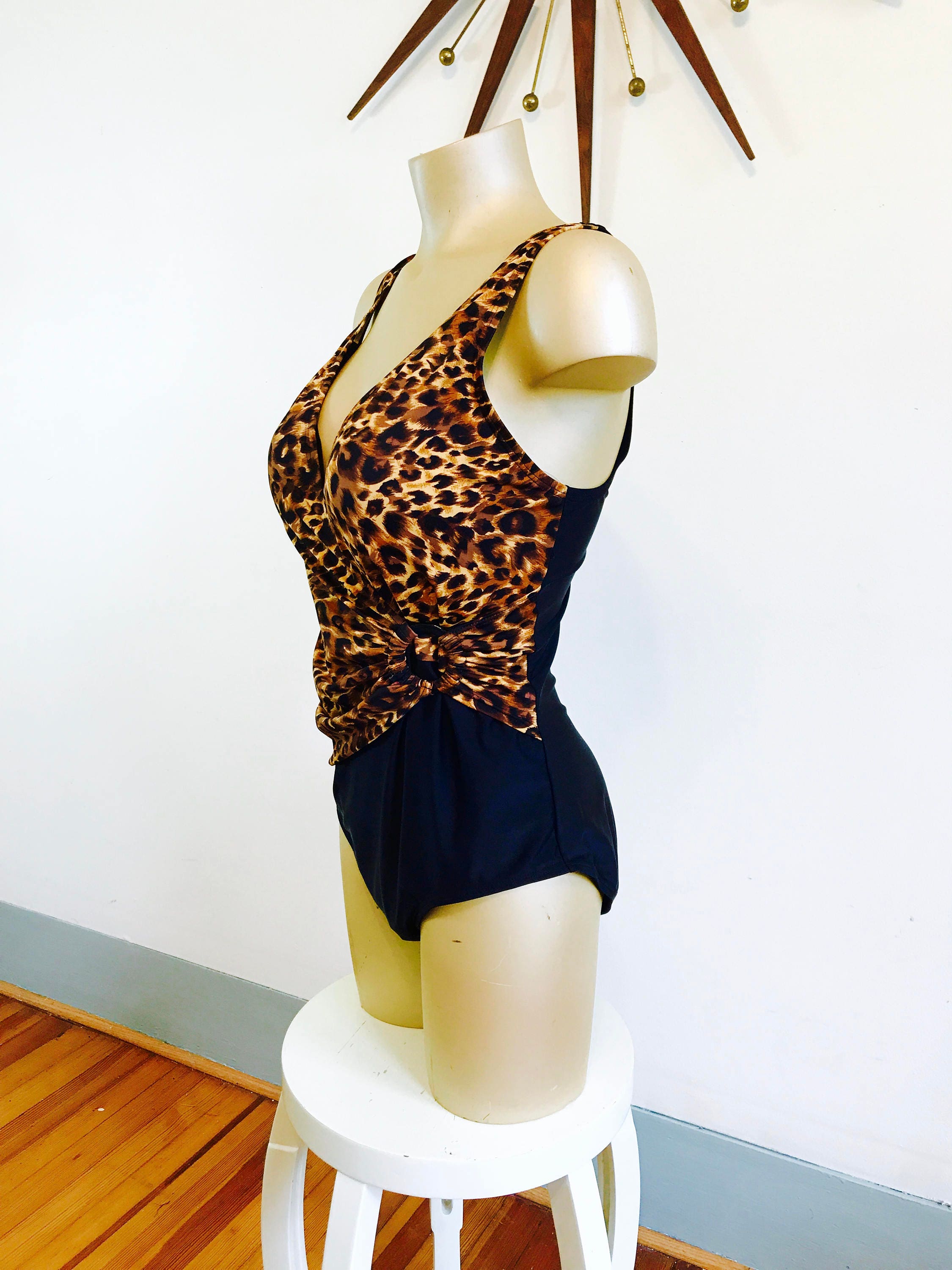 Leopard Bathing Suit, One piece Swimsuit, WHITE STAG PLUS, Cheetah ...