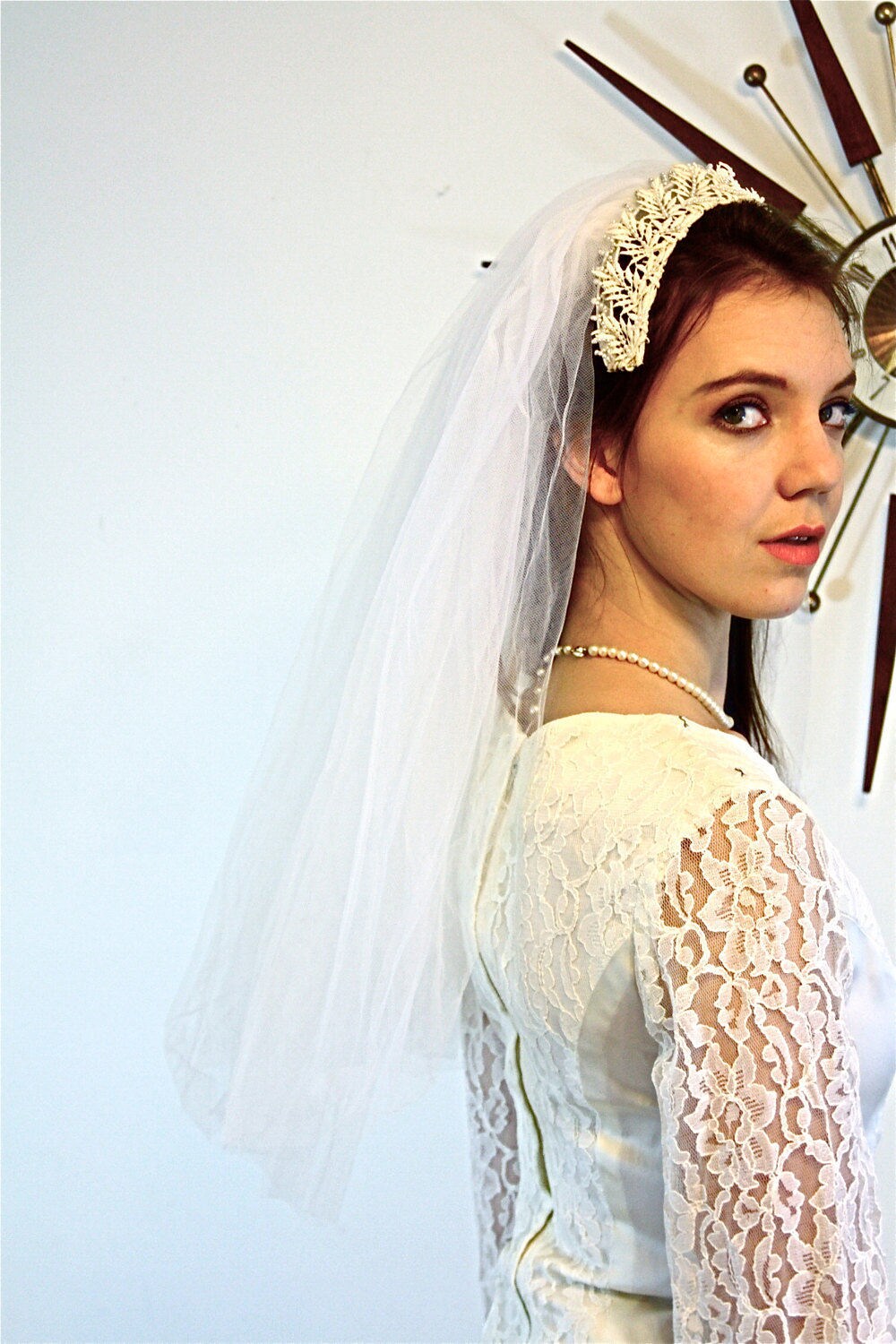 Vintage 60s Veil, 60s Wedding Veil, MAD MEN fashion, White Tulle veil ...