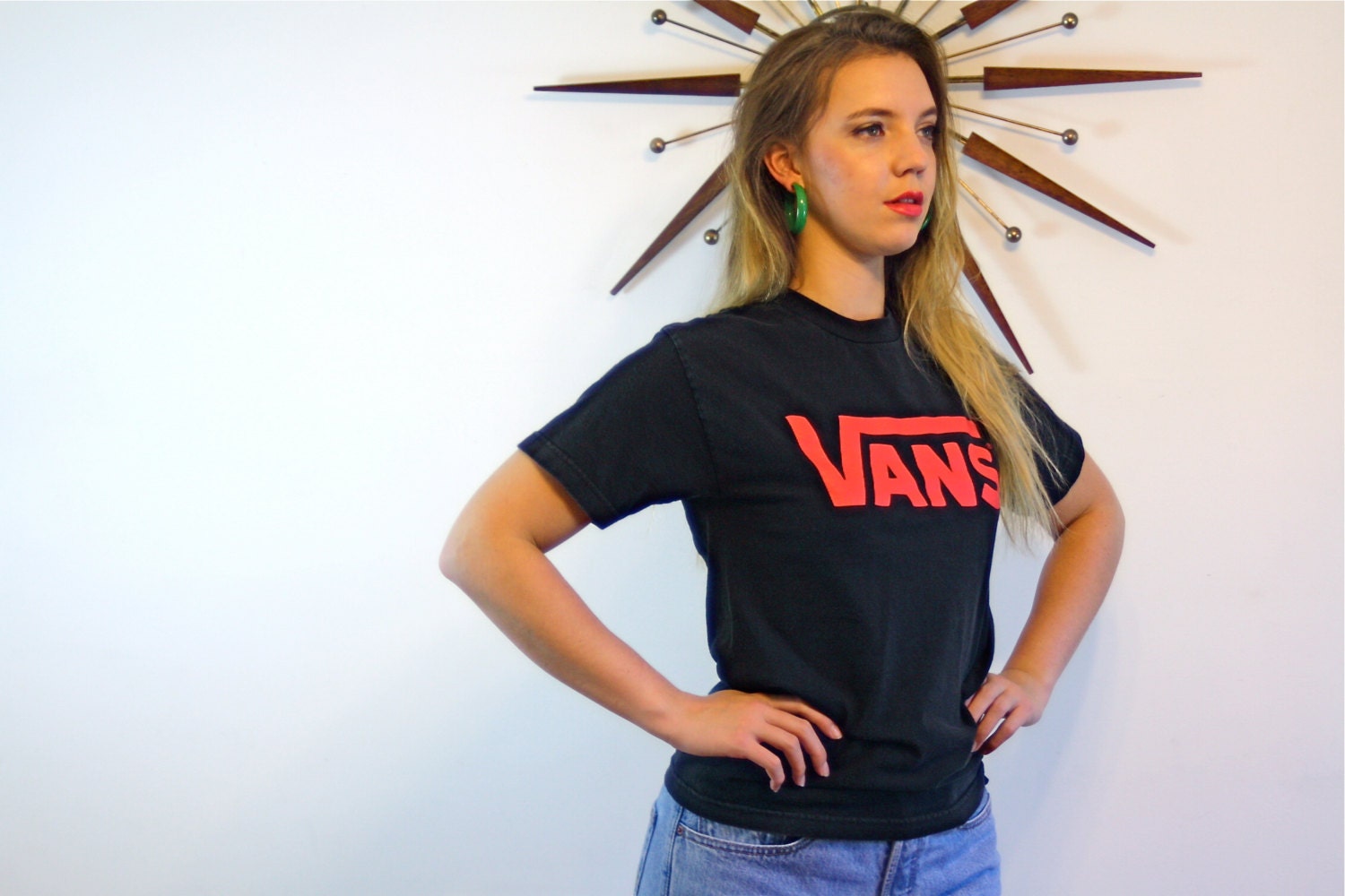 Killer 80s VANS t-shirt Black Cotton Faded Distressed Tshirt RED Vans ...