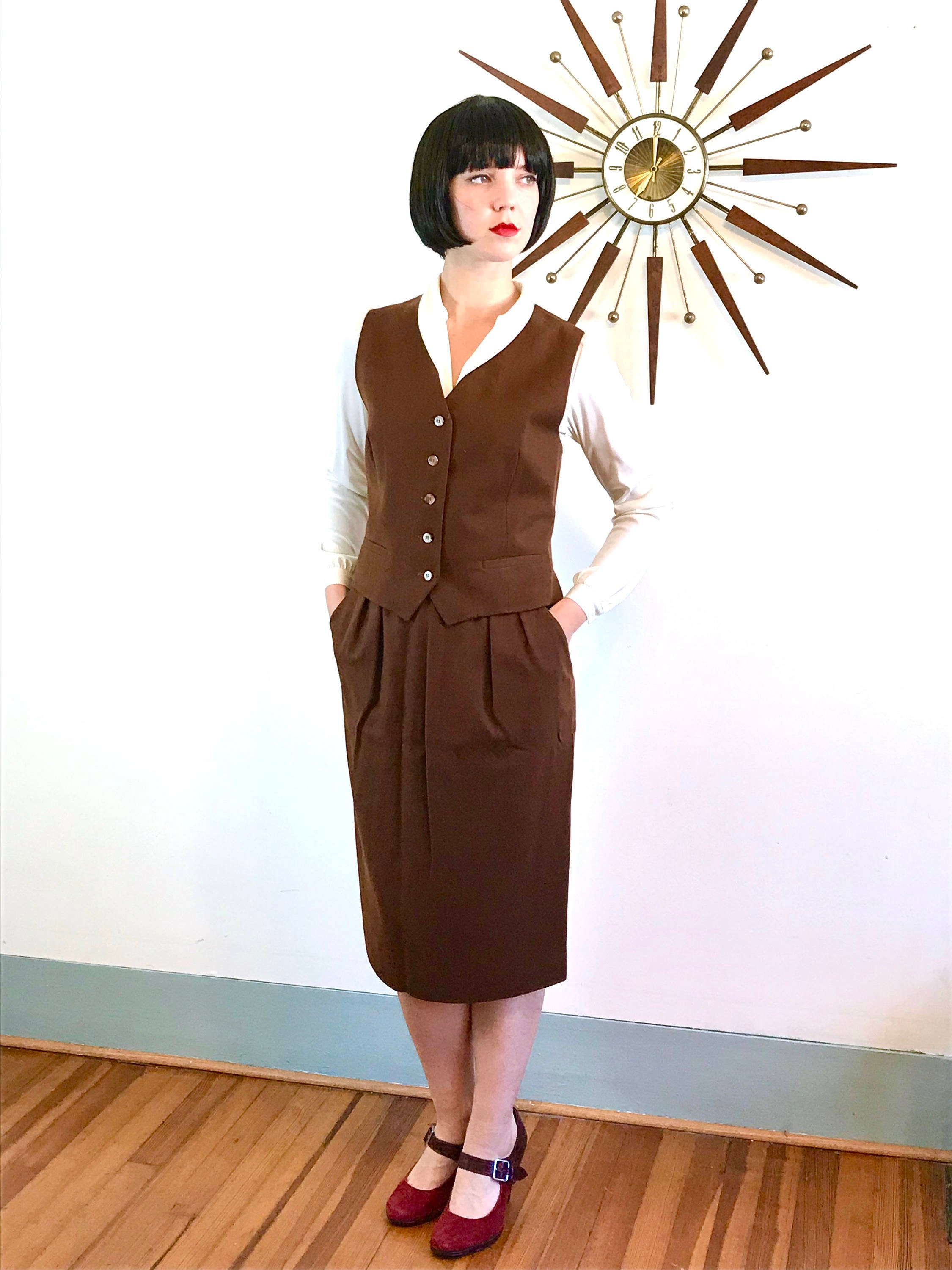 Vintage 70s Dior, Christian Dior Suit, Womens Vest & Skirt, Two Piece ...
