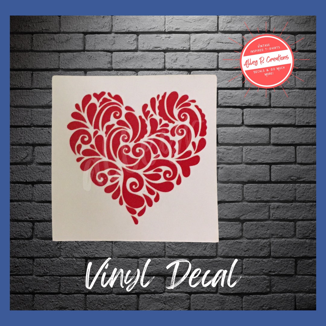 Fancy Heart With Swirls Valentine's Day Decal Decal Only, Mug is NOT ...