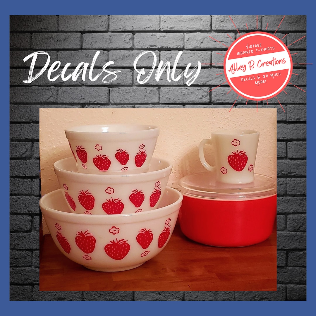 Vintage Pyrex Strawberry Inspired Decals - Decals Only Dishes Are NOT ...