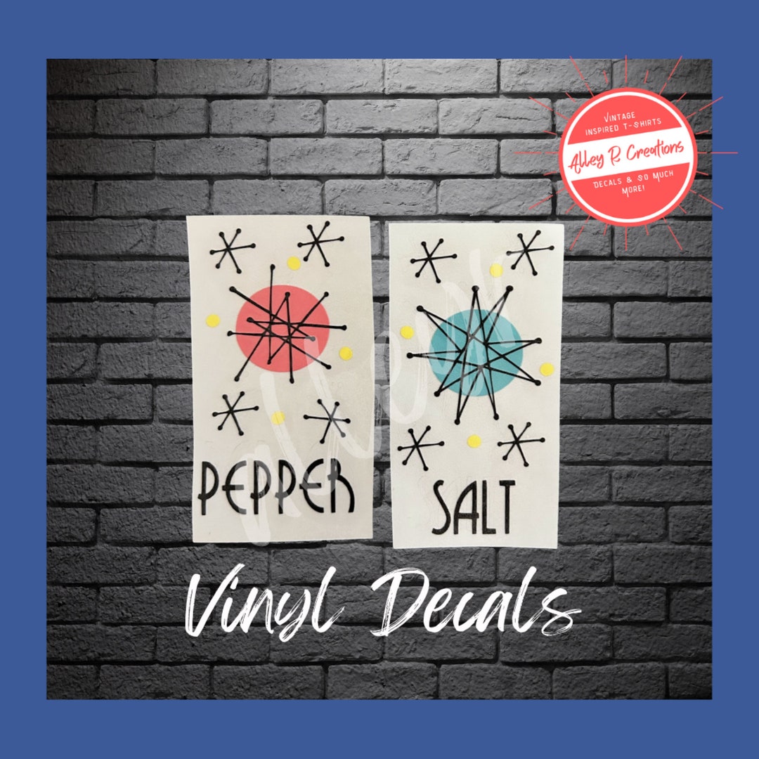 Atomic Starburst Salt & Pepper Shaker Decals - Decals Only Shakers Are ...