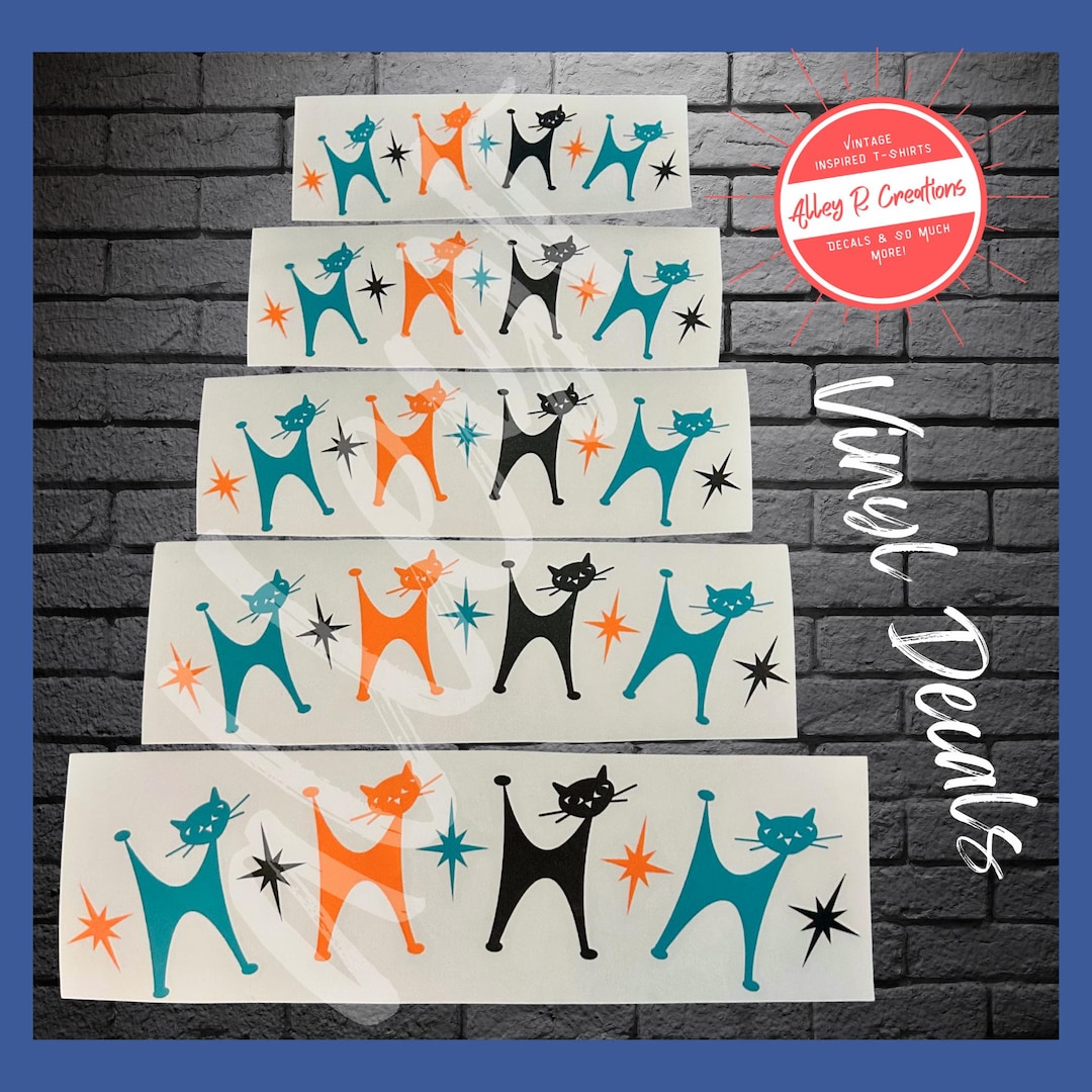 Atomic Cats and Starbursts Mid Century Inspired Decals -all Cats ...