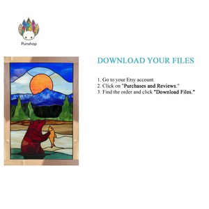 Digital Download Pattern Bear Catching Humpy Salmon in Alaska Stained ...