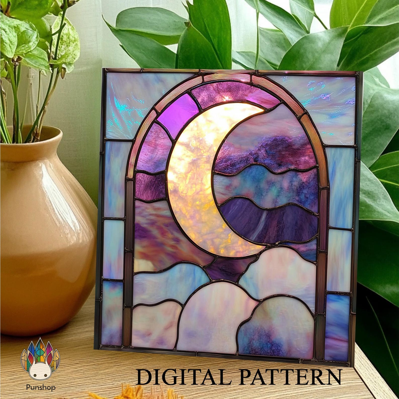 Digital Download Pattern Moonlight Window Stained Glass Pattern ...
