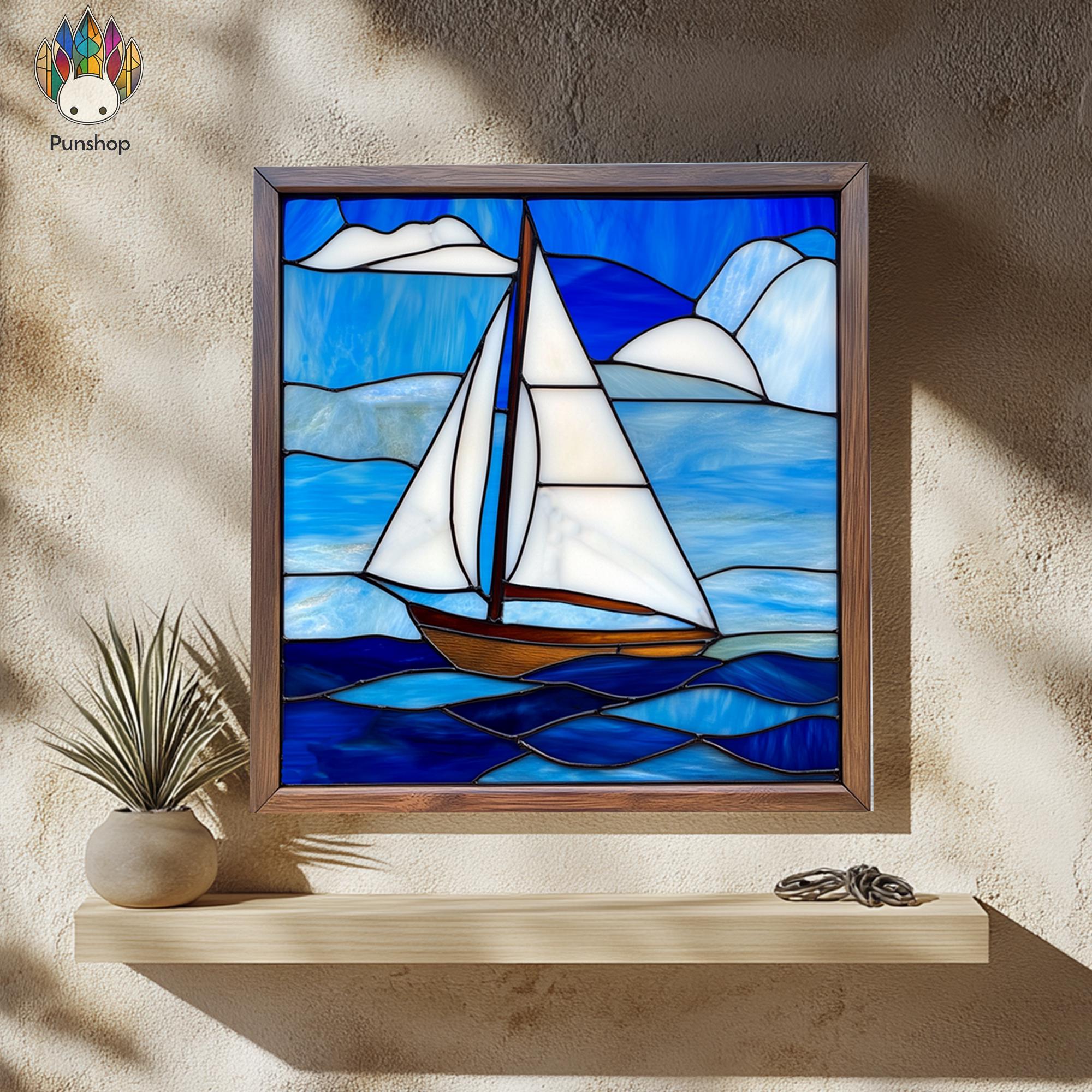 STAINED Glass Pattern,sailboat and Sea PUN 62 , Diy Stained Glass Easy ...